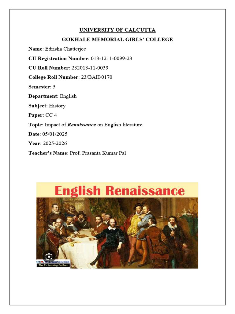 Renaissance's Influence on English Literature | PDF | Sonnets | Renaissance