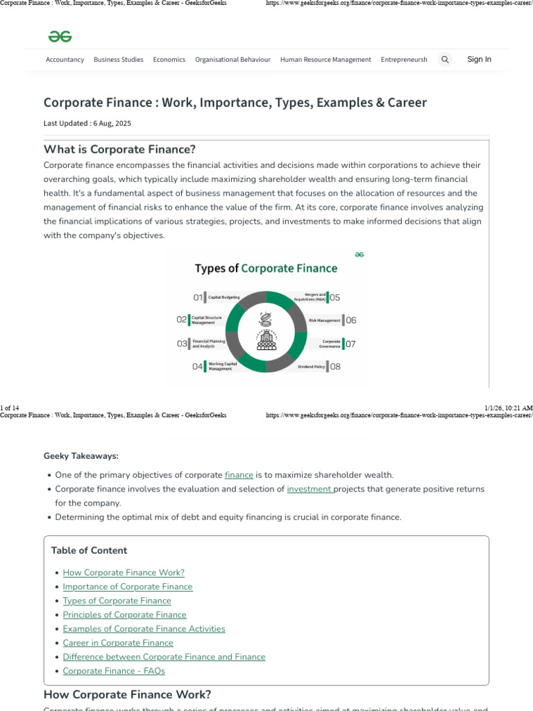 Corporate Finance Career Types and Other Information | PDF | Financial ...