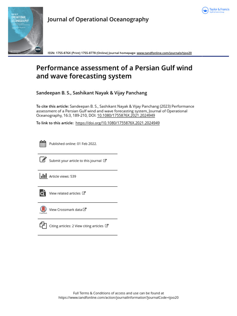 Persian Gulf Wind and Wave Forecasting Analysis | PDF | Weather ...