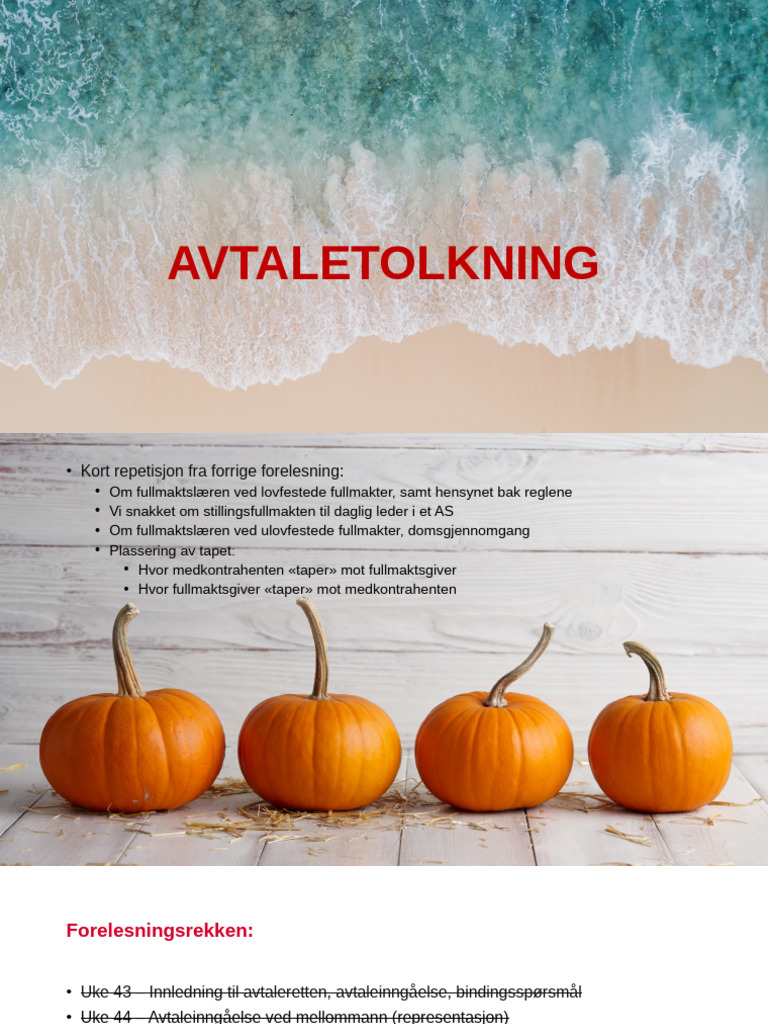 Høsten 2025 - JUR 114 Avtalerett Disp 3 Tolking - Studentversjon | PDF