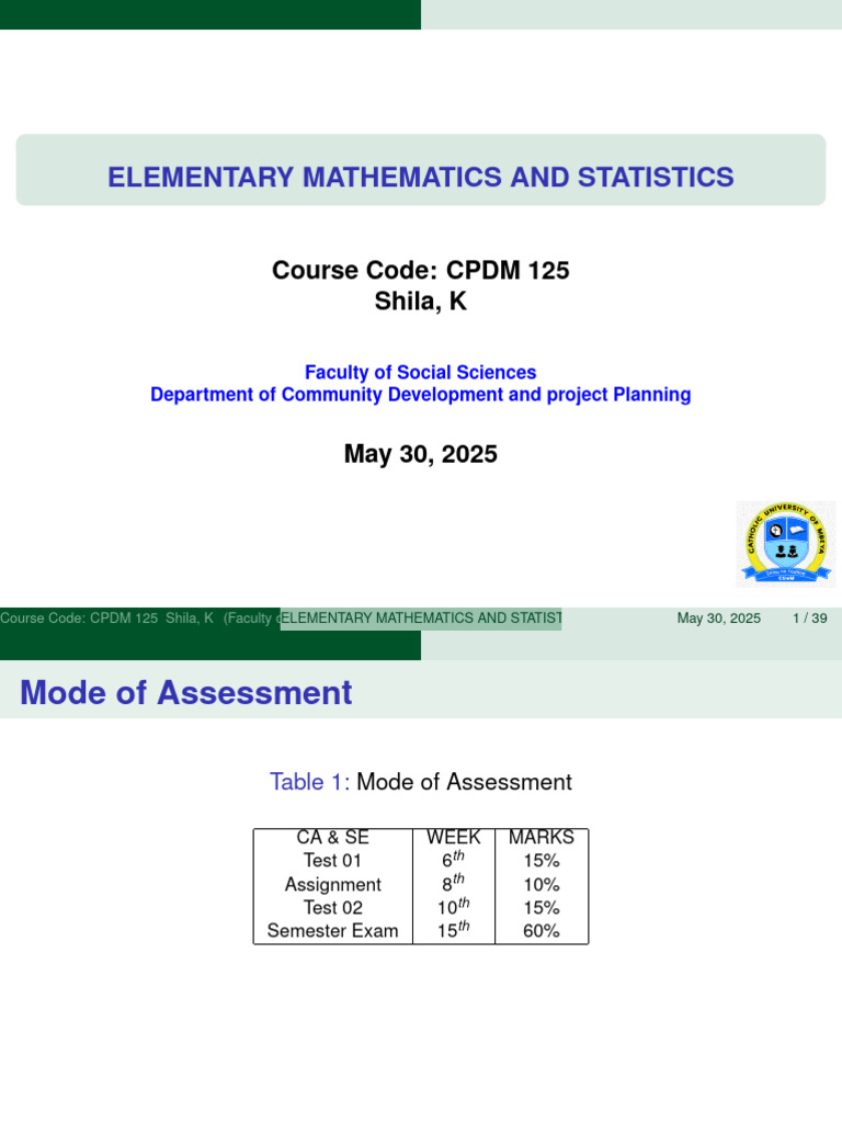 Elementary Math & Statistics Course Guide | PDF | Statistics | Mean