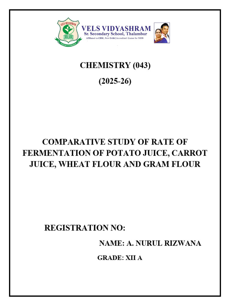 Class 12 - Chemistry - Comparative Study of Rate of Fermentation of ...
