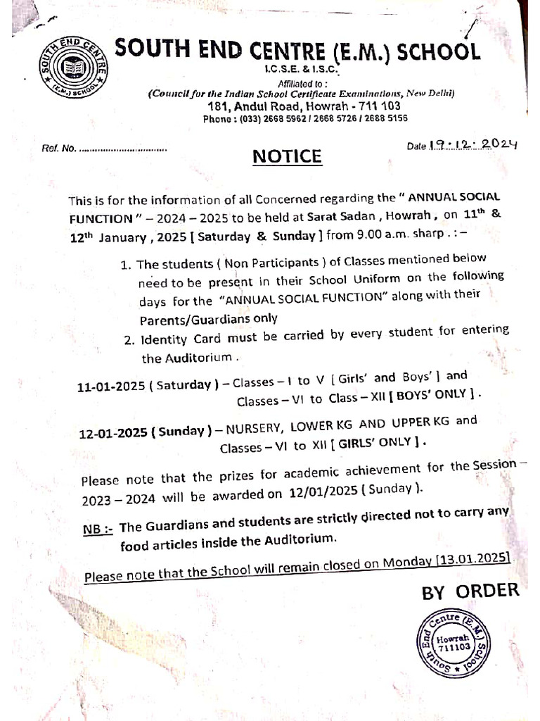 Annual Function - Notice | PDF