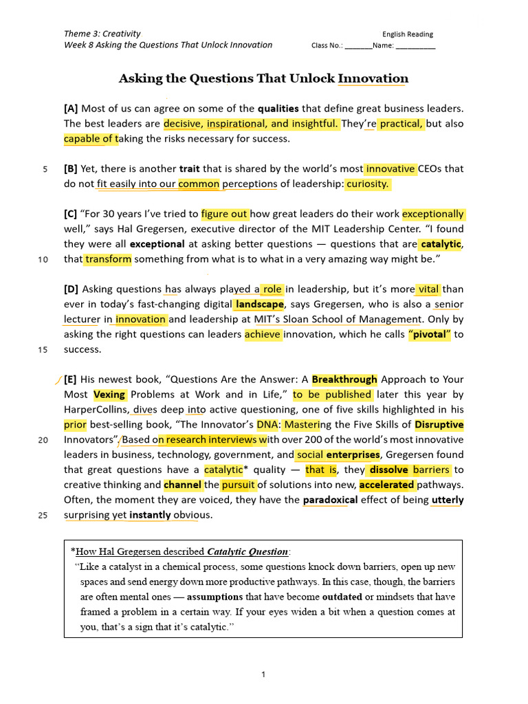 국제학교 Reading - Innovations | PDF | Creativity | Innovation