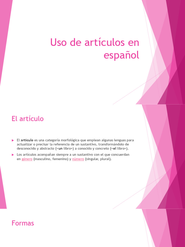 Uso de artículos en español: guía completa | PDF | Género gramatical ...