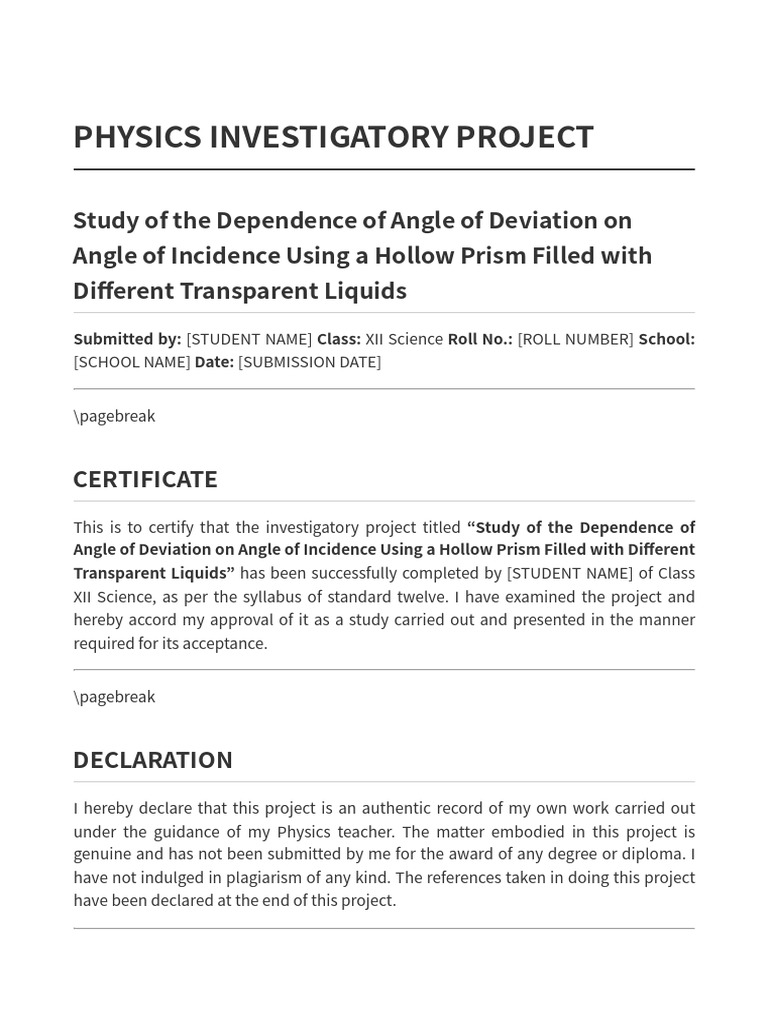 Physics Project Report Clean Final | PDF | Refractive Index | Refraction