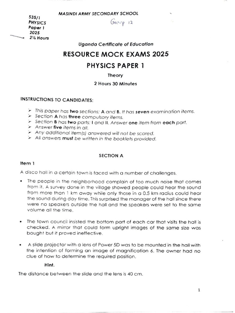 Physics Resource Mock 2025 UCE | PDF
