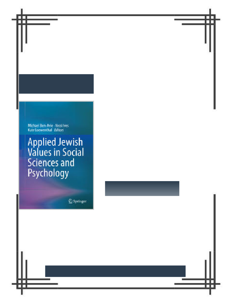 Applied Jewish Values in Social Sciences and Psychology 1st Edition ...
