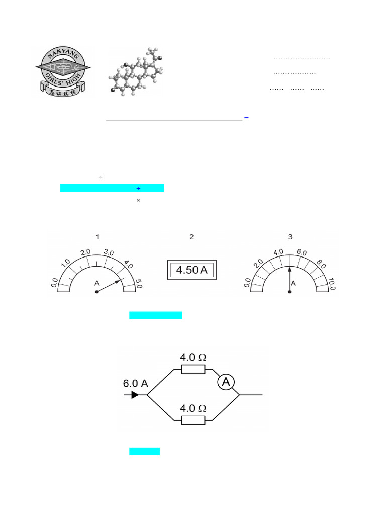 Electricity Multiple-Choice Questions | PDF | Voltage | Resistor