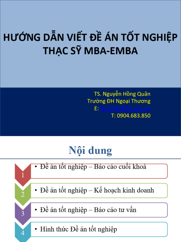 Huong Dan Viet Đề Án Tốt Nghiệp EMBA MBA 12.8.2025 | PDF