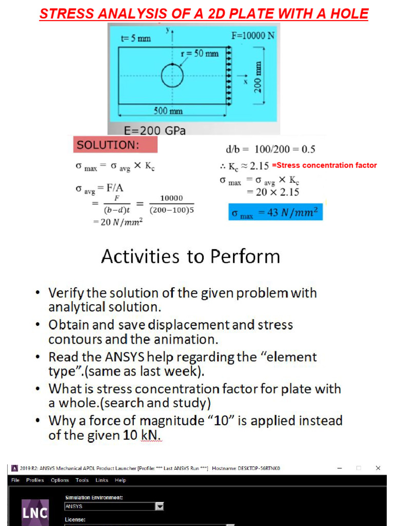 2D Plate Stress Analysis with Hole | PDF
