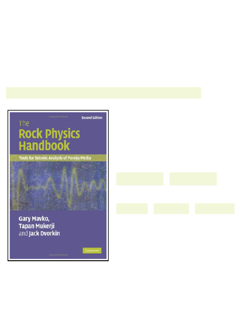 The Rock Physics Handbook Tools for Seismic Analysis of Porous Media ...