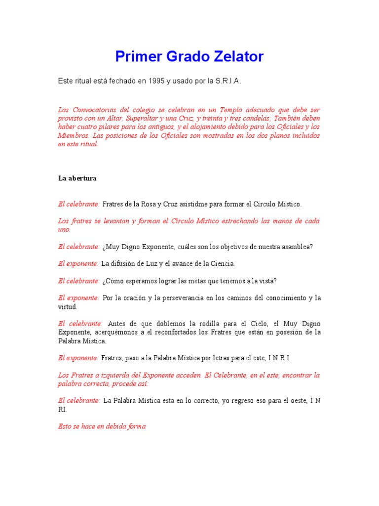 Ritual de Recepción del Zelator | PDF