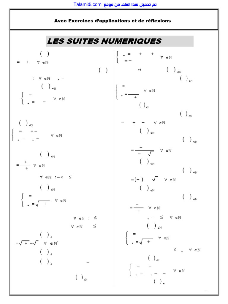 Exercices sur les Suites Numériques | PDF | Mathématiques | Analyse ...