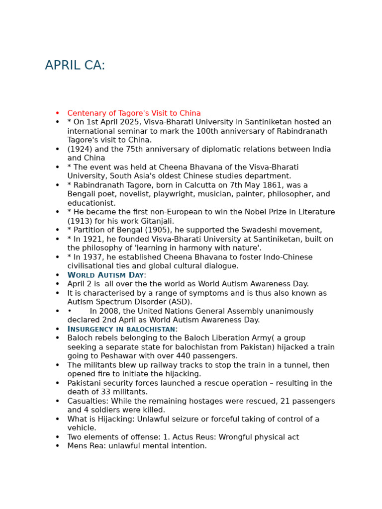 APRIL CA FINAL- 2025 GK | PDF