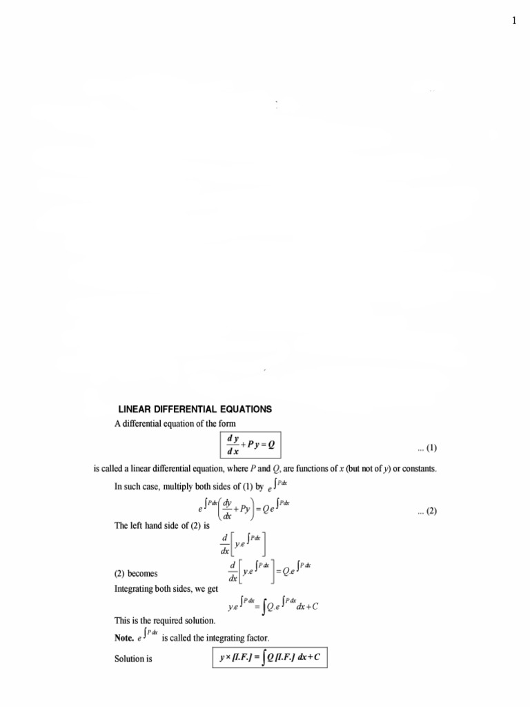 Linear Differential Equation | PDF