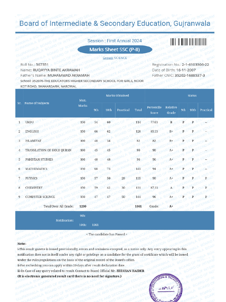 Result Card | PDF