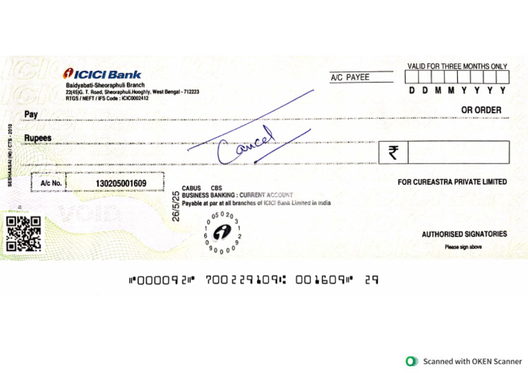 Cancel Cheque ICICI CPL | PDF
