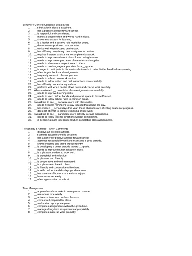 Comments English | PDF | Homework | Learning