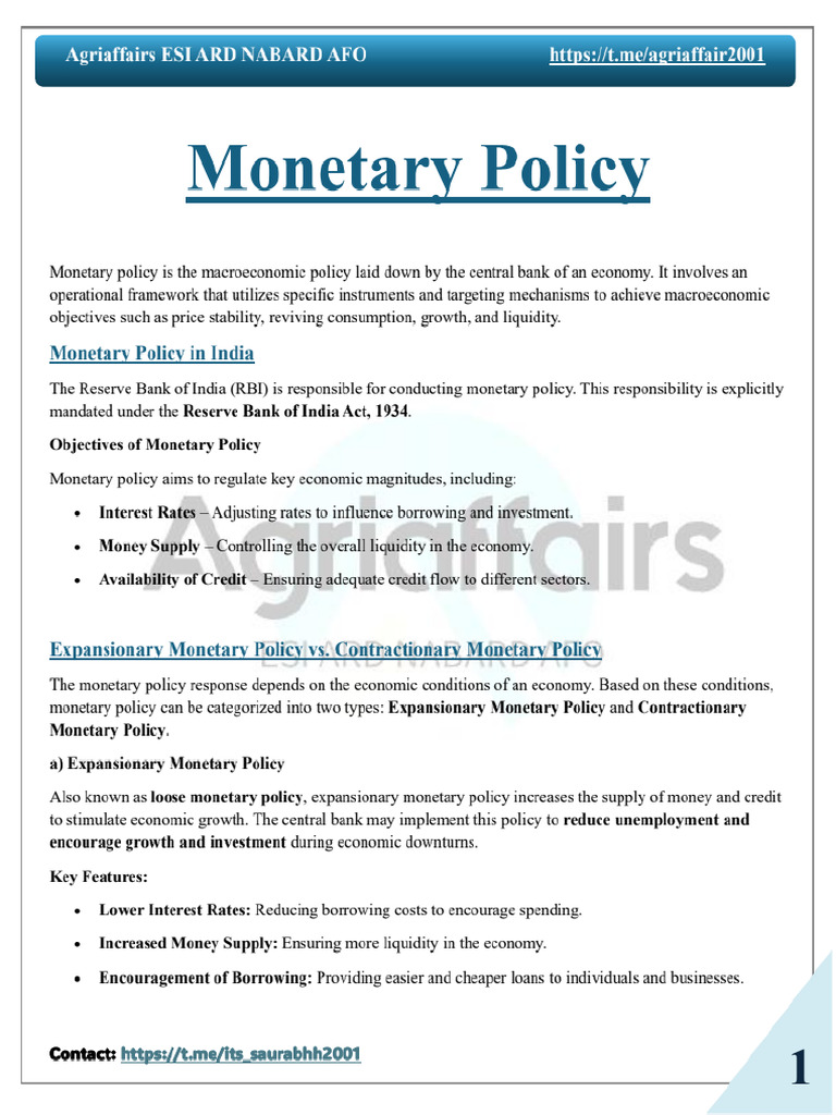 Monetary Policy | PDF