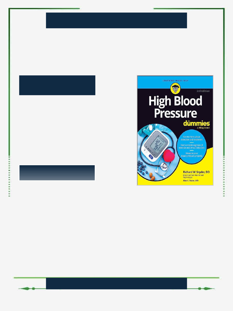 High Blood Pressure For Dummies, 3rd Edition Snyder eBook latest file ...