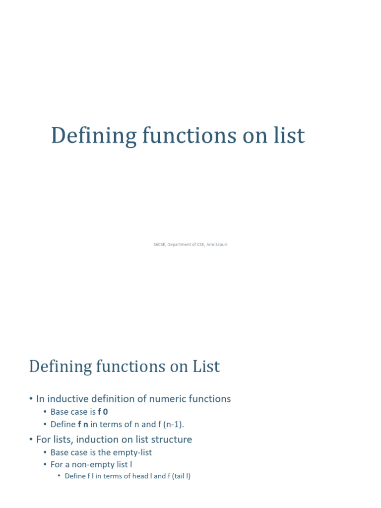 8.Functions on List | PDF | Function (Mathematics) | Empty Set