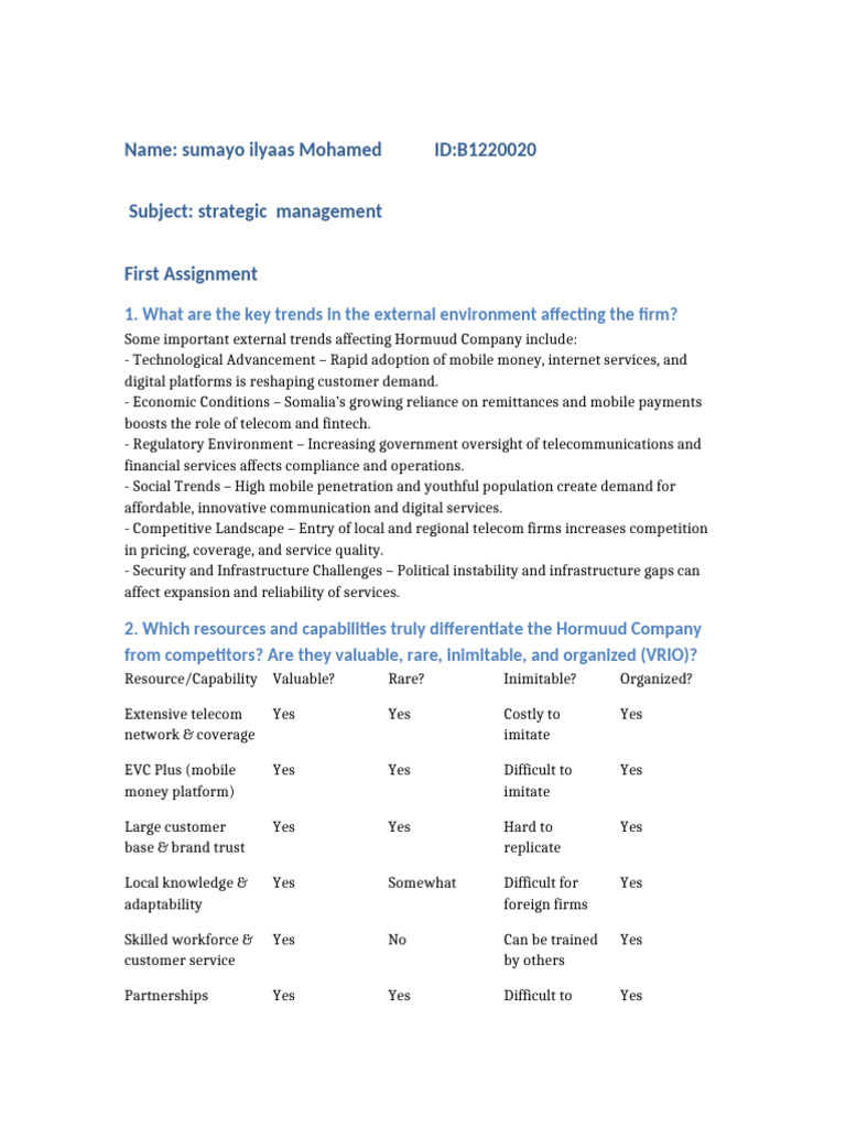 Key Trends Impacting Hormuud Company | PDF