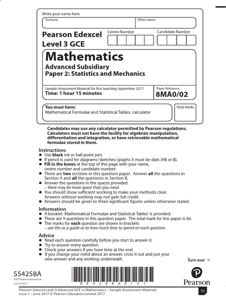 Sample Statistics and Mechanics Paper | PDF | Applied Mathematics