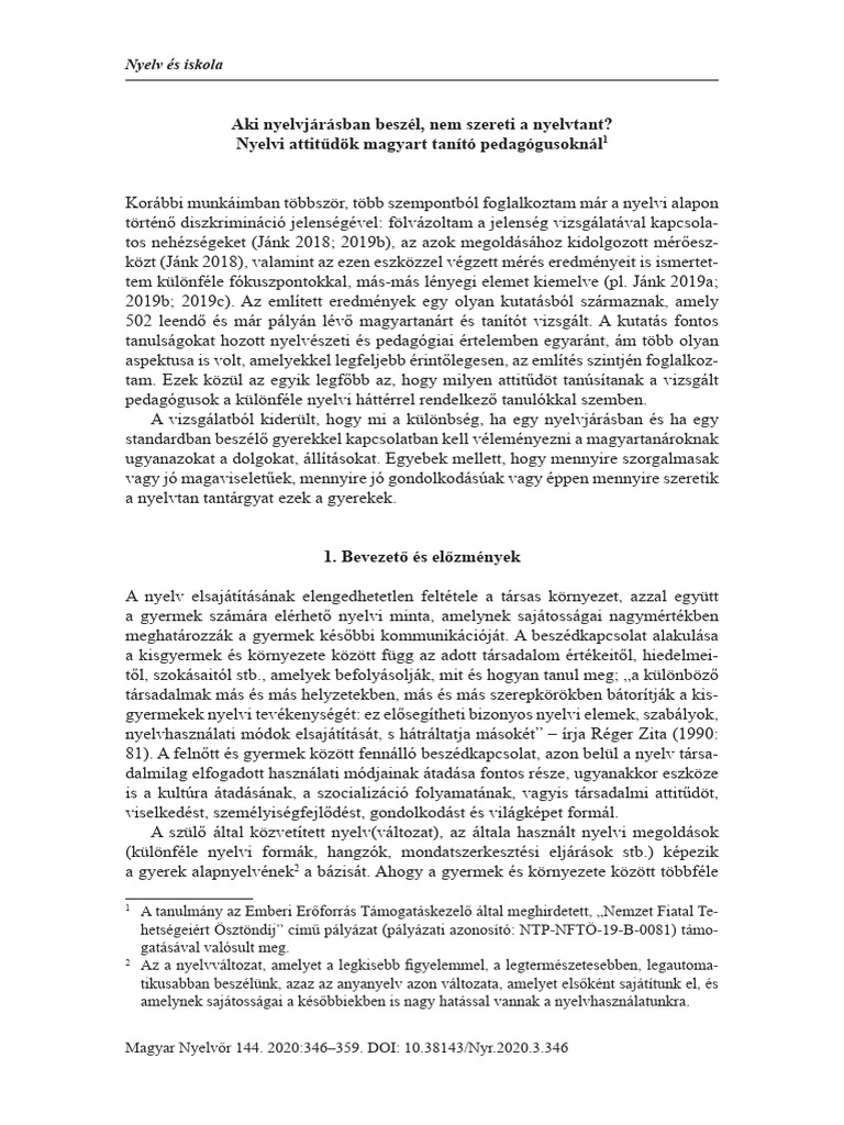 Jánk István Röviden Nyelvi Előítélet És Diszkrimináció a Magyartanári ...