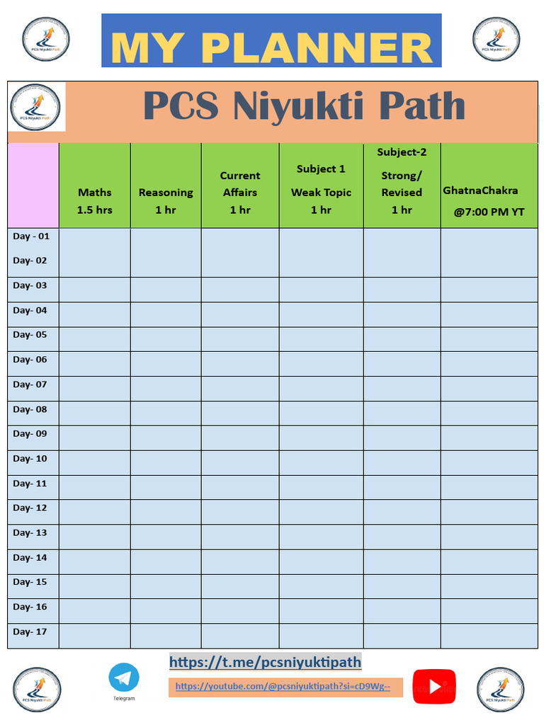 31 Days Planner_PCS Niyukti Path | PDF