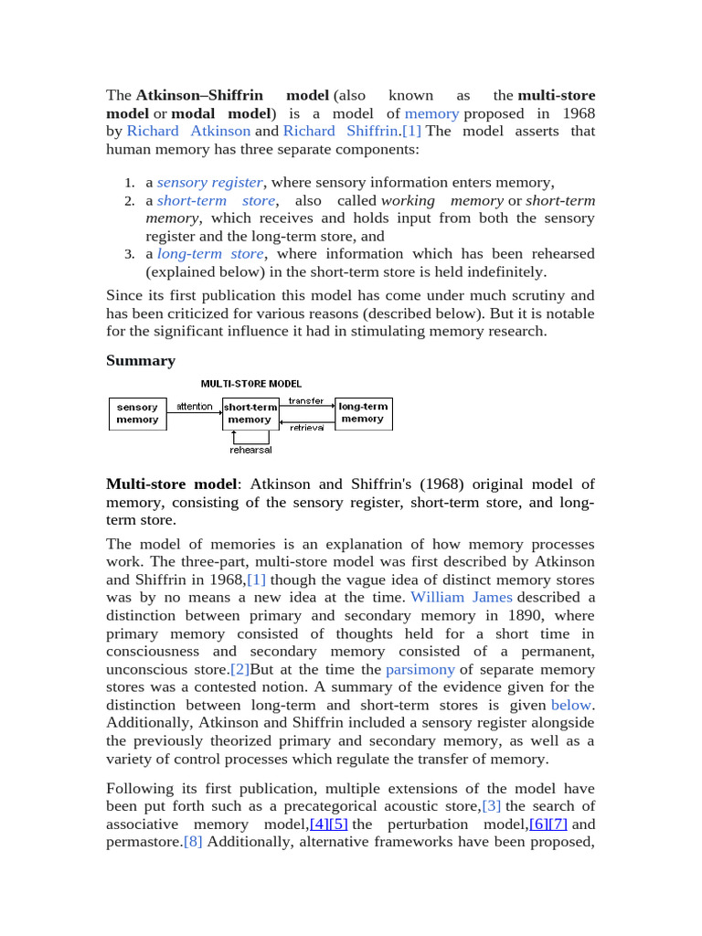 Atkinson-Shiffrin Memory Model Explained | PDF | Memory | Brain