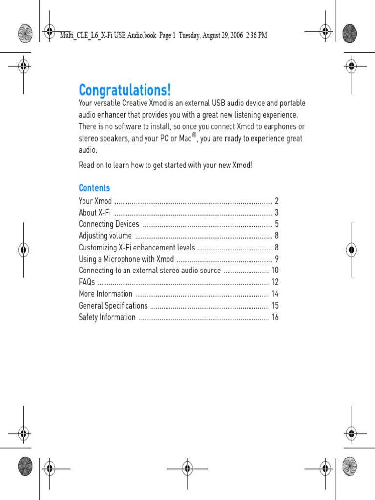 Creative Xmod USB Audio Setup Guide | PDF | Headphones | Sound ...