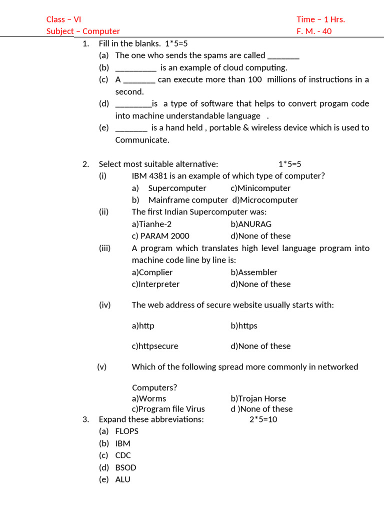 Class VI Computer First (2022-2023) | PDF