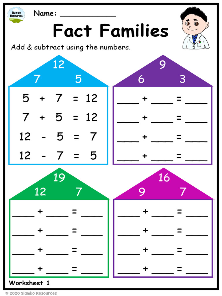 Fact Families Addition and Subtraction Worksheet | PDF