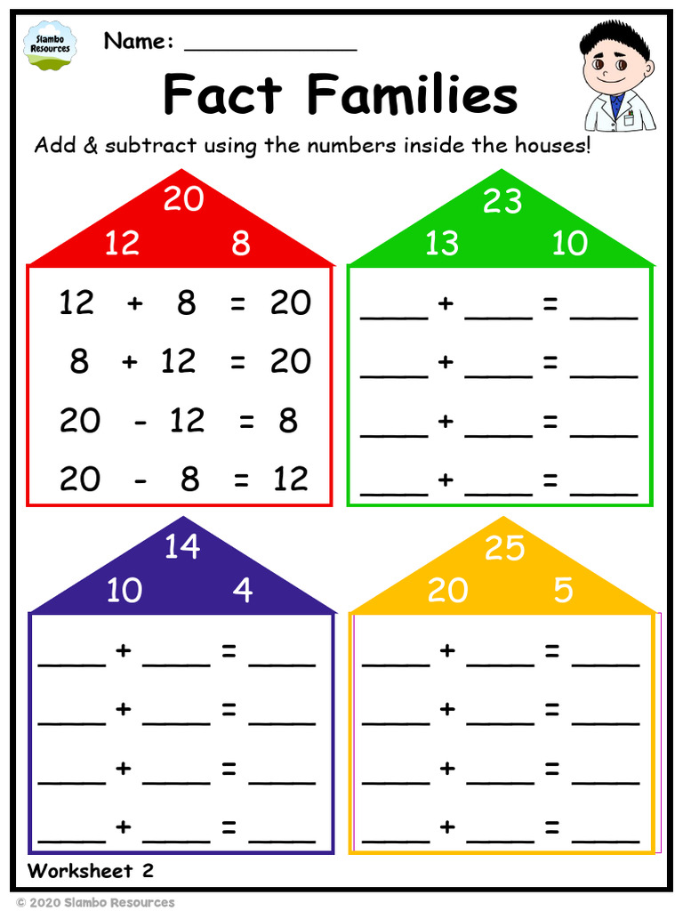 Fact Families Addition Subtraction Worksheet | PDF