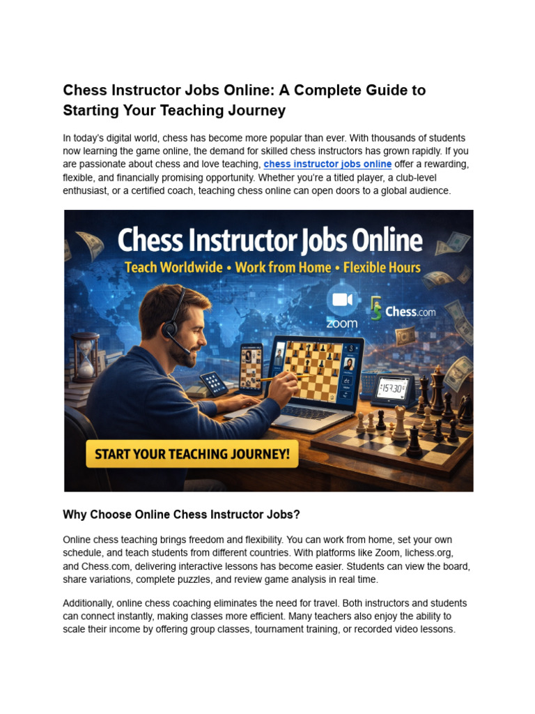 Chess Instructor Jobs Online | PDF