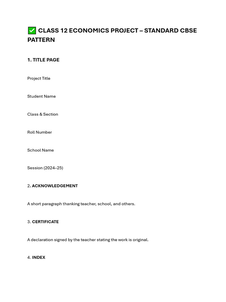 Class Xii Economics Project Pattern Copy | PDF