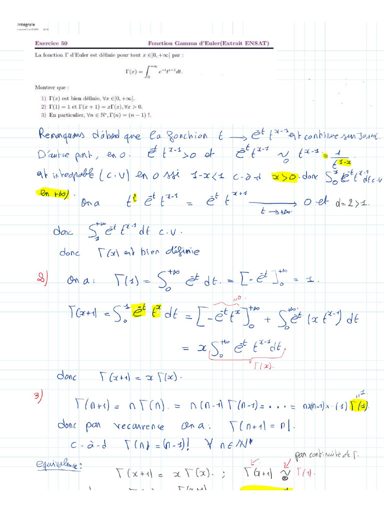Analyse 2 - Les Fonction Définie Par Les Intégrale Et Les Intégrale ...