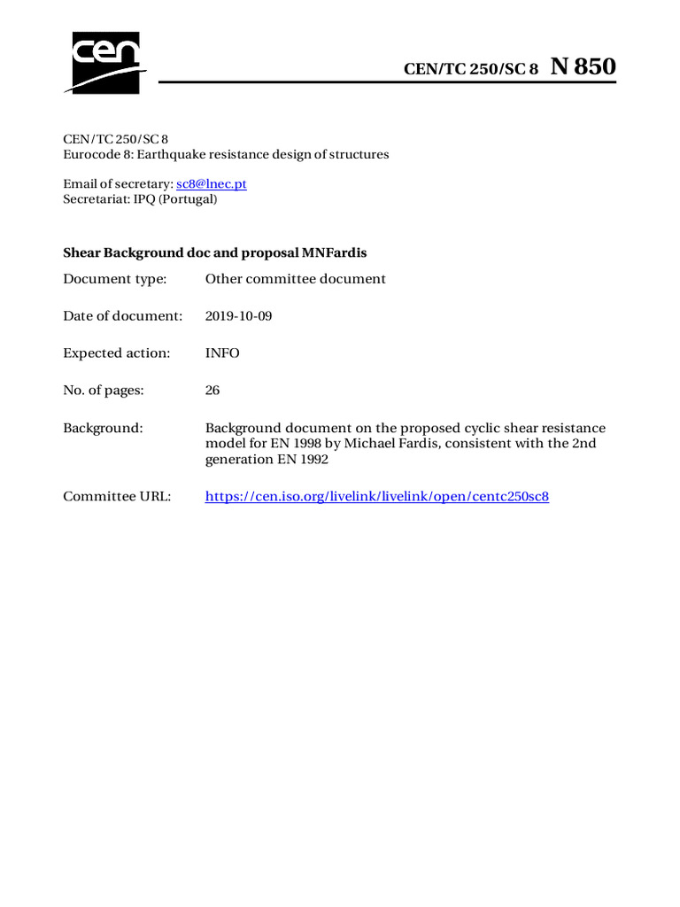 CEN-TC250-SC8 N0850 Shear Background Doc and Proposal MNFard | PDF ...