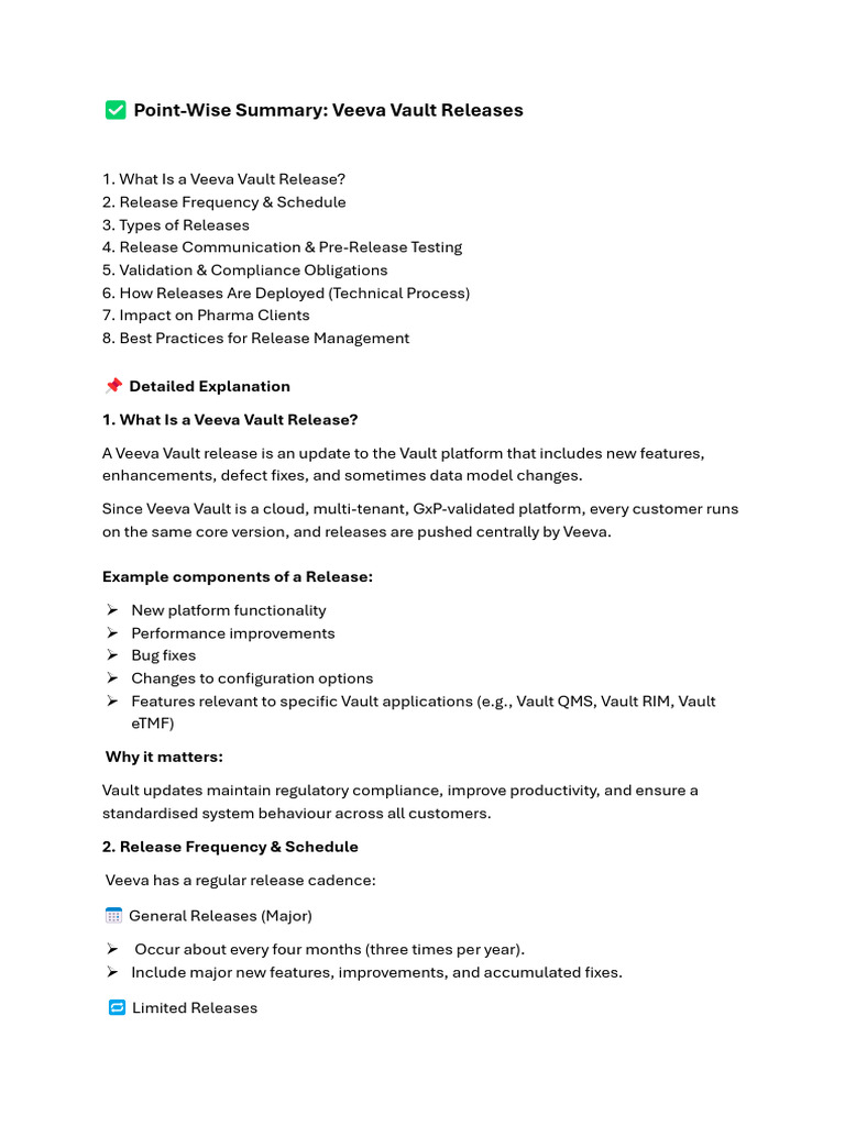 Veeva Release - Info | PDF | Verification And Validation | Regulatory ...
