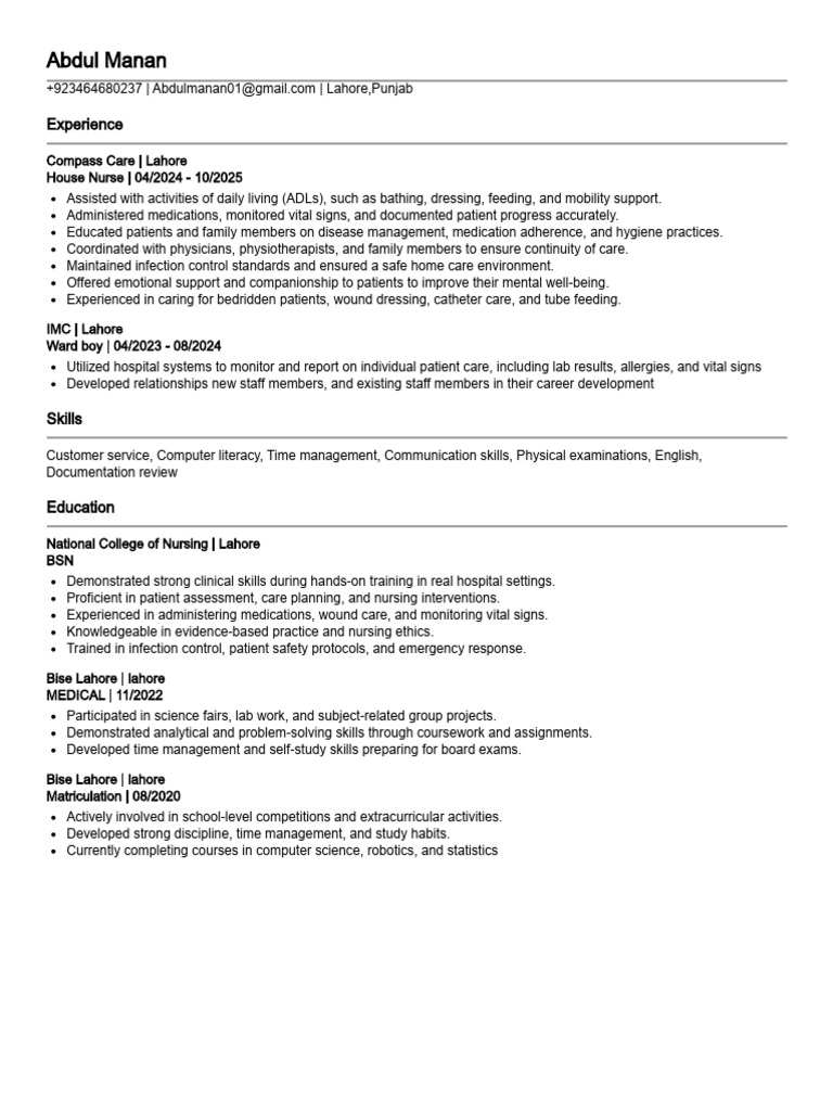 Abdul Manan Cv | PDF
