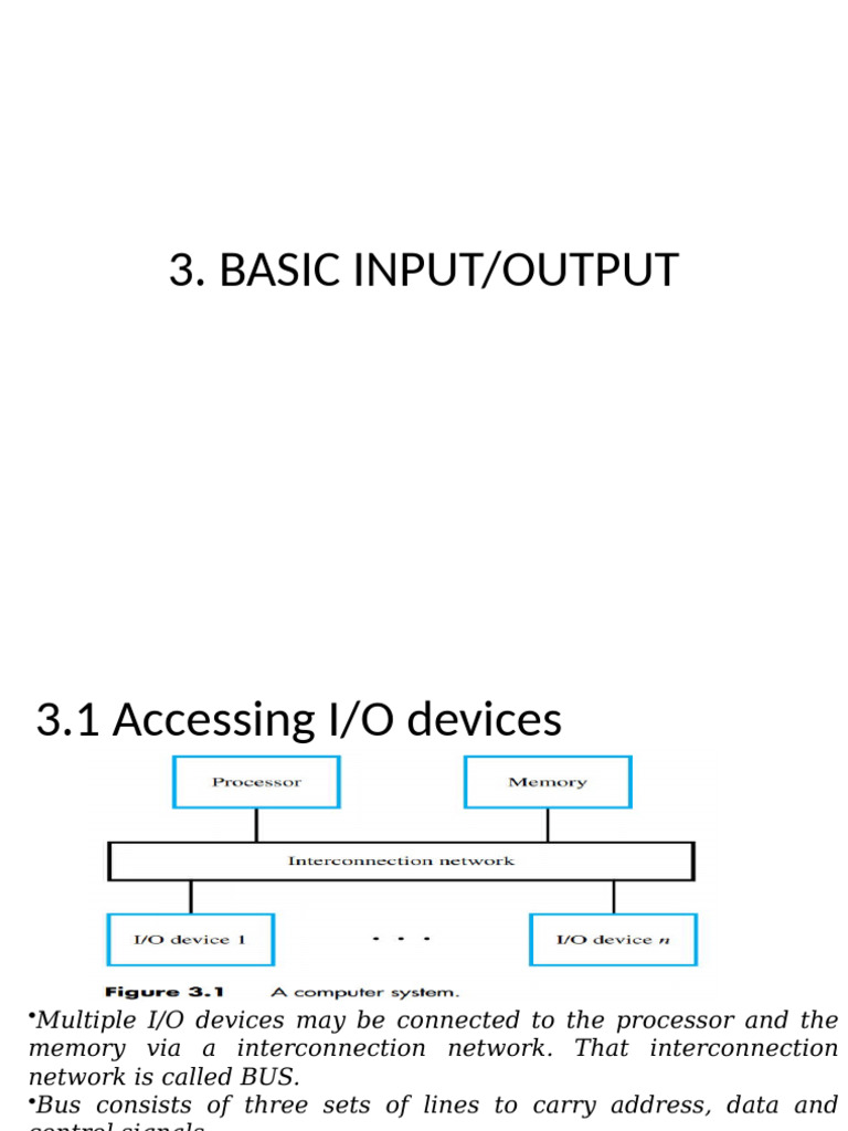 Basic Input Output Organization | PDF | Input/Output | Central Processing Unit