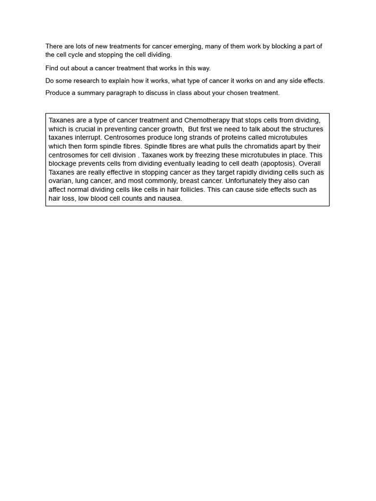 Taxanes: Targeting Cancer Cell Division | PDF