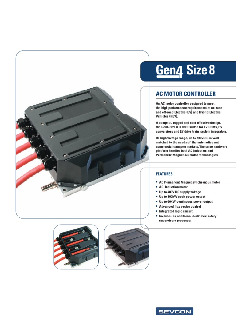 Sevcon Gen4 Size8 Data Sheet | PDF | Electric Vehicle | Electric Motor