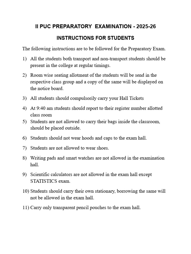 Instructions For Students-1 | PDF