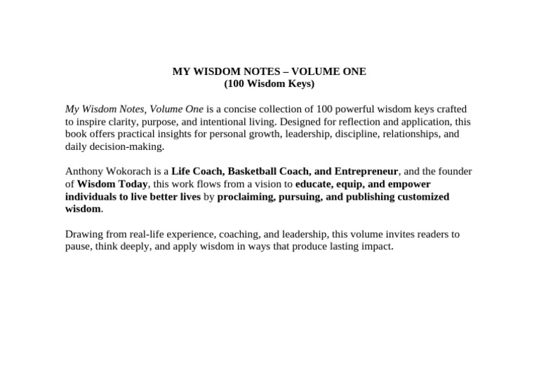 My Wisdom Notes Cover Page | PDF