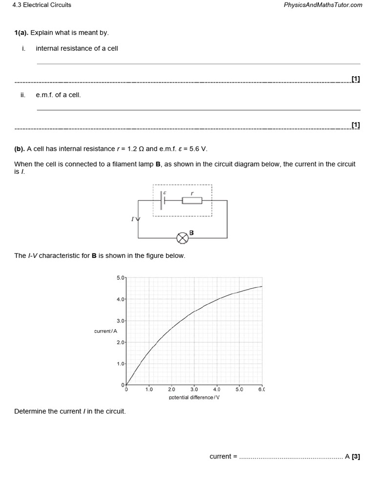 Internal Resistance and EMF of Cells | PDF | Voltage | Resistor