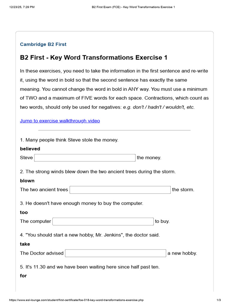B2 First Key Word Transformations | PDF | Tropical Cyclones | Tropical ...