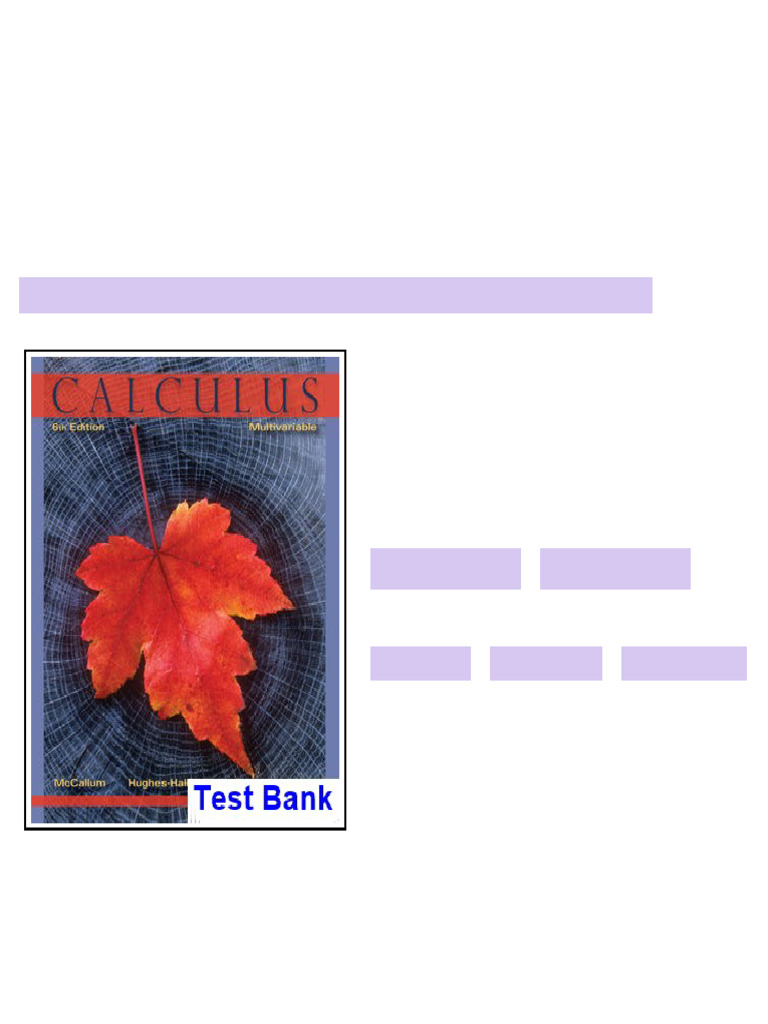 Calculus Multivariable 6th Edition Hughes-Hallett Test Bank - test bank ...