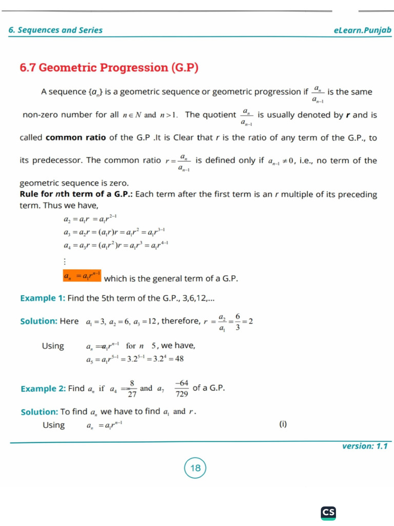 Geometric Progression 20052025 011622pm | PDF